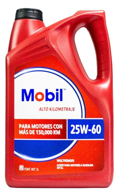 Aceite Motor 25W60 Alto Kilometraje 5Lts Mobil – Filtros Y Refacciones ...